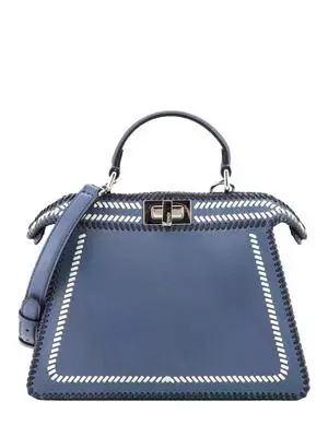 Fendi Peekaboo Iseeu Small Satchel Whipstitch Leather - Blue
