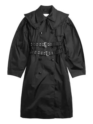 GANNI Duchesse Nylon Trenchcoat - Black