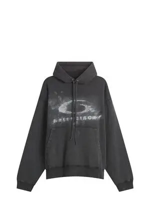 Balenciaga Washed Crayon Logo Oversized Hoodie - Washed Black/white