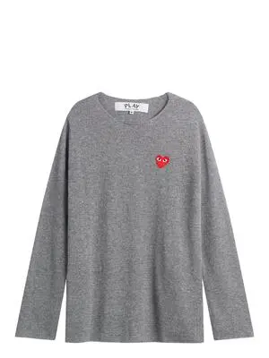 Play Comme Des Garcon Red Emblem Knit Sweater - Mid Grey