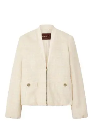 Gucci Cotton-blend Boucle Jacket Neutral