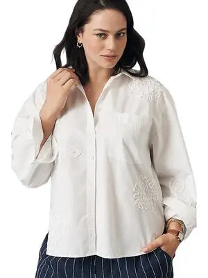 Maeve Shrunken Bennet Buttondown Shirt - White