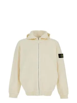 Stone Island Diagonal Organic Cotton Fleece Hoodie - White