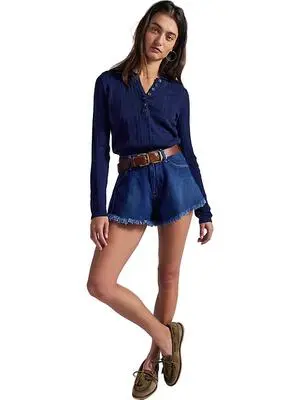 Free People We The Free Sparks Fly Denim Shorts - Forget Me Not