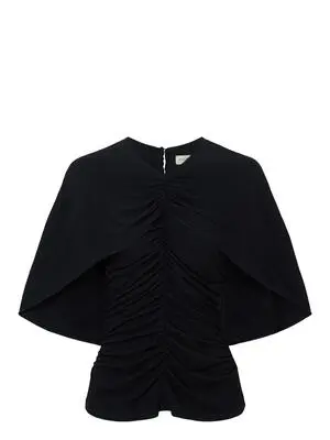 KALLMEYER Emme Cape-effect Gathered Jersey Top - Black