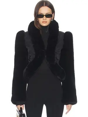 AFRM Daya Faux Fur Jacket - Black