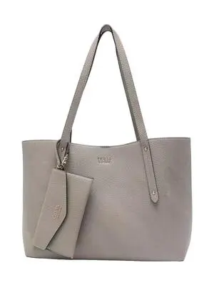 Guess Pebbled Tote Bag With Pouch - Grey