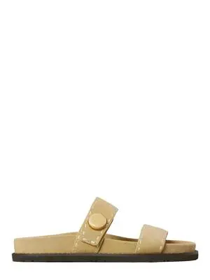 Tory Burch Button Strap Slide Sandals - Neutrals