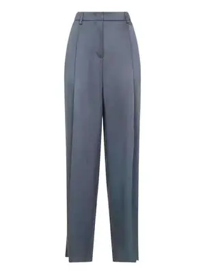 Giorgio Armani Pleated Wide-leg Silk Trousers - Grey