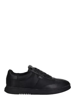 Emporio Armani Logo-plaque Panelled Sneakers - Black