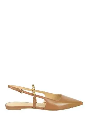Michael Kors Pointed-toe Chain-detail Ballet Flats - Brown