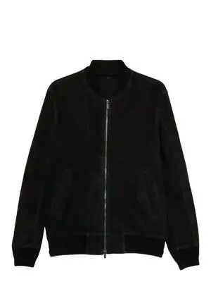 SALVATORE SANTORO Suede Bomber Jacket - Black