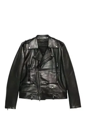 SALVATORE SANTORO Leather Biker Jacket - Black