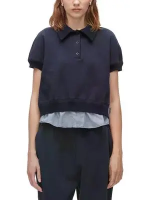 3.1 Phillip Lim Striped Panelled Polo Top - Blue