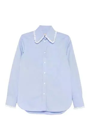 Valentino Garavani Ruffled-trim Collar Shirt - Blue