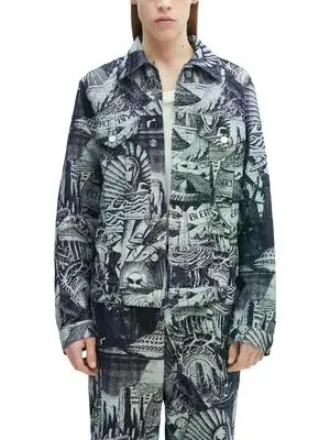 Aries Graphic-pattern Shirt Jacket - Blue