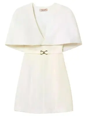 TWINSET Cape Belted Mini Dress - White