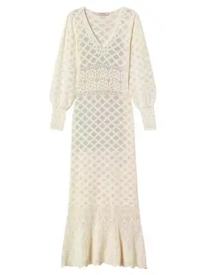 TWINSET Floral Knitted Maxi Dress - White