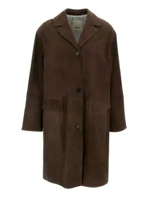 Max Mara Ortensia Lapel-collar Suede Coat - Brown