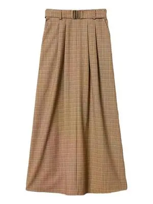 TWINSET Plaid Belted Skirt - Brown