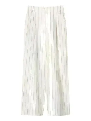TWINSET Pinstripe Palazzo Trousers - White