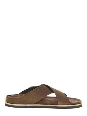 Paul & Shark Crossover Suede Slip-on Sandals - Brown