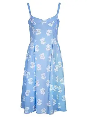 Marni Floral Print A-line Midi Dress - Blue