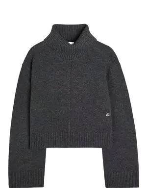 GANNI Roll-neck Wool Sweater - Grey