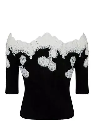 Ermanno Scervino Lace Off-shoulder Sweater - Black