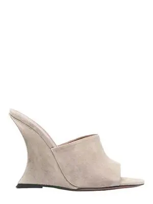 Paris Texas Suede Wedge Mules - Neutrals