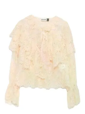 Rixo Ruffled Lace Blouse - Neutrals