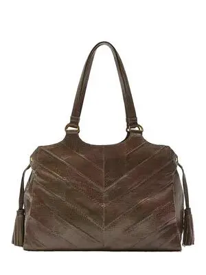 Malìparmi Tassel-detail Chevron Shoulder Bag - Brown