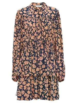 Chloé Floral Gathered Dress - Blue
