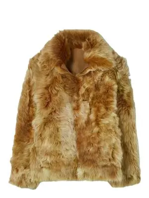 Tory Burch Shearling Jacket With Collar - Brown