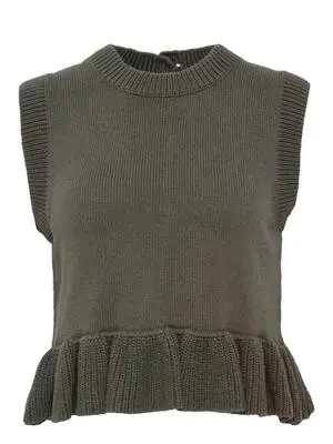 Cecilie Bahnsen Ruffled Knit Vest - Green