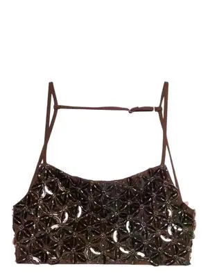P.A.R.O.S.H Beaded Spaghetti-Strap Top