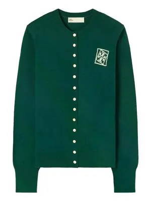 Tory Burch Button-detailed Wool Cardigan - Green