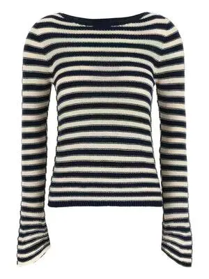TWINSET Striped Long Sleeve Sweater - Blue