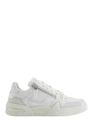 GIUSEPPE ZANOTTI Crocodile Print Sneakers With Side Zips - White
