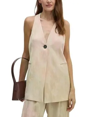Sisley Button V-neck Waistcoat - Neutrals
