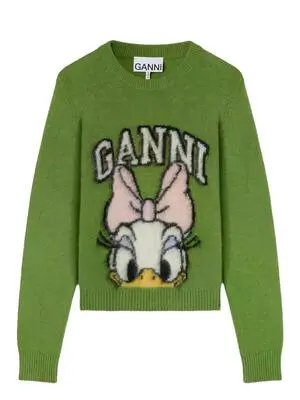 GANNI X Disney Daisy Duck Crew-neck Sweater - Green