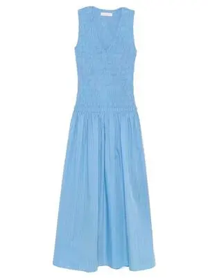 Faithfull The Brand Palomar V-neck Midi Dress - Blue