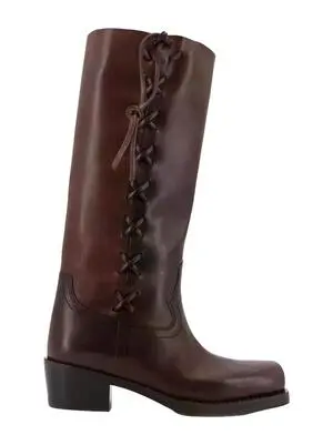 Paris Texas Lace-up Boots - Brown