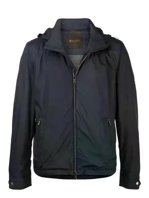MOORER Hooded Zip-front Jacket - Blue