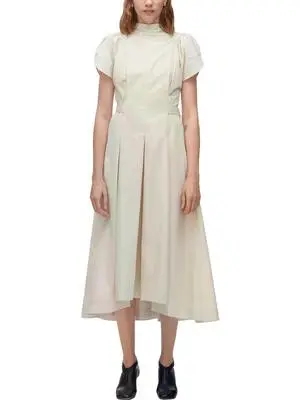 3.1 Phillip Lim Puff-sleeves Pleated Midi Dress - Neutrals