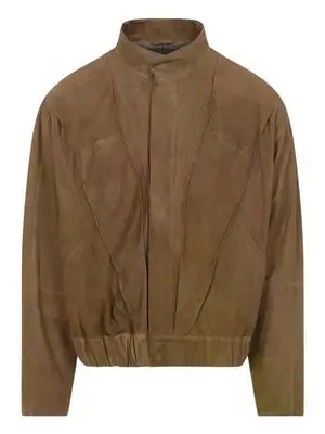 Giorgio Armani Leather Panelled Jacket - Brown