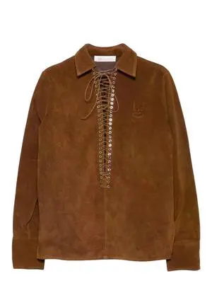 LUDOVIC DE SAINT SERNIN Alan Lace-up Shirt - Brown