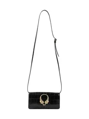 Roberto Cavalli Leather Shoulder Bag With Tiger Detail - Black
