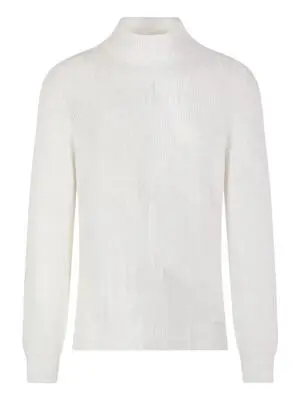Brunello Cucinelli Rib Knit Mock Neck Sweater - White
