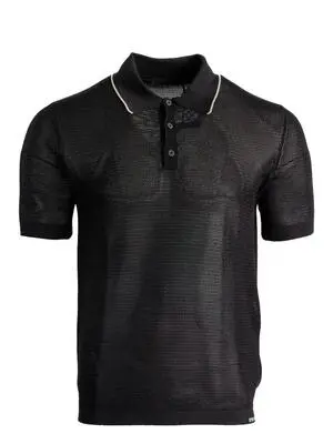 Prada Contrast-trim Mesh Polo Shirt - Black